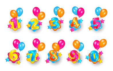 Cute and funny colorful 11 number characters Vector Image