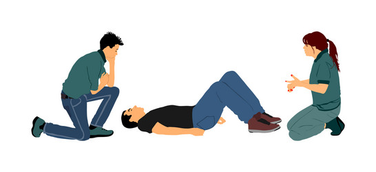 Doctor rescue patient first aid line contour Vector Image