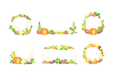 Vegetables frame and border with fresh organic Vector Image