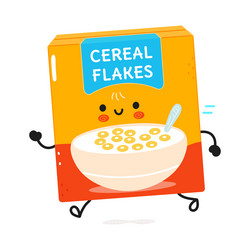 Cute funny cereal flakes character hand drawn Vector Image