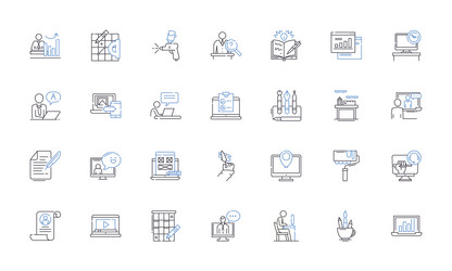 Firm get-together line icons collection gathering Vector Image
