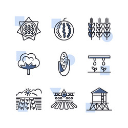 Farm field isolated icon set agriculture sign Vector Image