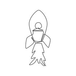 One single line drawing of rocket ship launch Vector Image