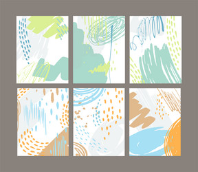 Creative abstract card templates set hand drawn Vector Image