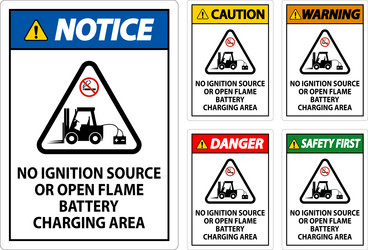 Safety first sign no ignition source or open Vector Image