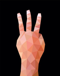 Abstract low poly hand gesture number three Vector Image