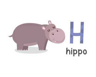 Alphabet isolated letter h-hippo-hat Royalty Free Vector