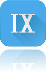 Blue icon with xi roman numeral reflection Vector Image