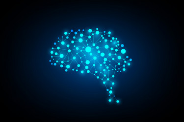 Blue brain with wave and light Royalty Free Vector Image