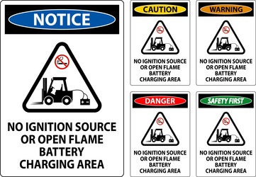 Safety first sign no ignition source or open Vector Image