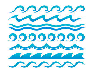 Water waves design elements set Royalty Free Vector Image