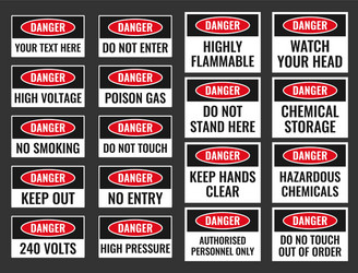 Danger sign with warning text Royalty Free Vector Image