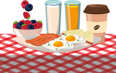 Delicious tasty breakfast cartoon Royalty Free Vector Image