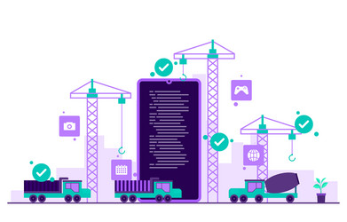 Heavy vehicle build mobile app development Vector Image