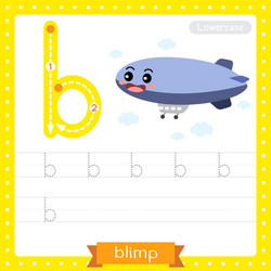 Letter b lowercase tracing practice worksheet Vector Image