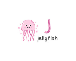 Letter j cartoon alphabet for children jellyfish Vector Image