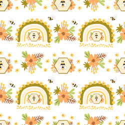 Bee honey pattern beehive rainbow floral Vector Image