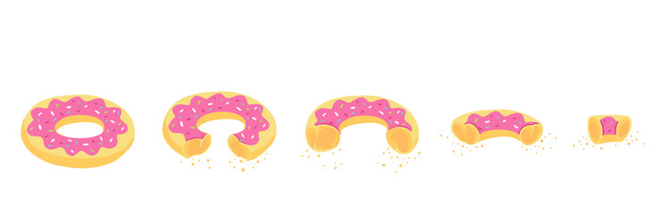 Eating stages a donut bit size off piece pink Vector Image