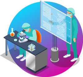 Chemist team explore microbiology in laboratory Vector Image