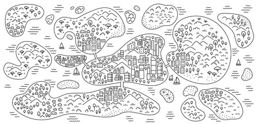 City circle map editable outline line Royalty Free Vector