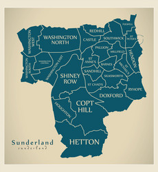 Sunderland city map with wards grey silhouette Vector Image