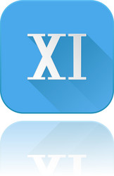 Blue icon with vi roman numeral reflection Vector Image