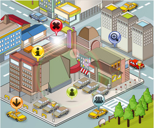 Cartoon map with city road and funny maze game Vector Image