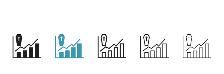 Death rate growth icon set infographic mortality Vector Image