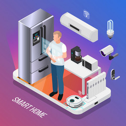 Smart home iot isometric composition Royalty Free Vector