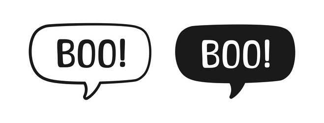 Boo text in speech bubble silhouette design Vector Image