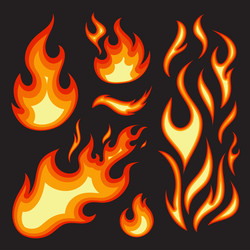 Burning fire design collection Royalty Free Vector Image