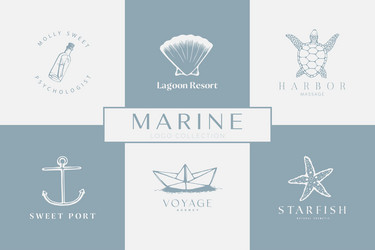 Marine logo design sea ocean water nautical Vector Image