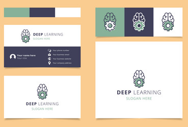 Machine learning logo design with editable slogan Vector Image