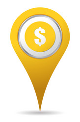 Bank pointer dollar location icon black graphics Vector Image