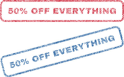 50 percent off textile stamps Royalty Free Vector Image
