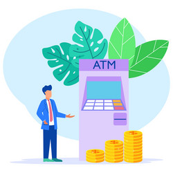 Graphic cartoon character money withdrawal Vector Image