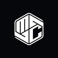 Mc logo monogram hexagon shape with triangle Vector Image