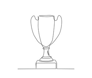 Continuous one line drawing of trophy cup award Vector Image