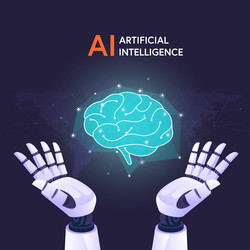 Machine learning ai with digital brain Royalty Free Vector