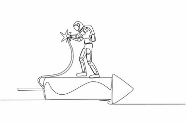 Continuous one line draw astronaut ignite Vector Image