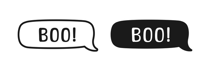 Boo text in speech bubble silhouette design Vector Image