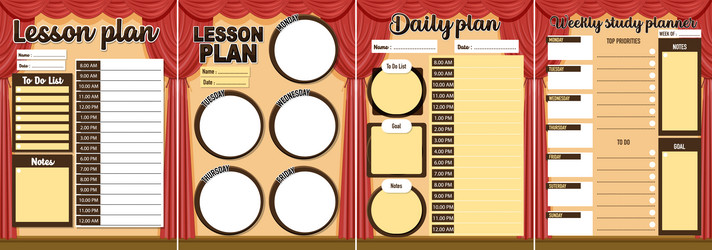 Children study plan schedule organized Royalty Free Vector