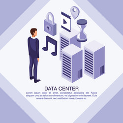 Data center poster with informaton Royalty Free Vector Image