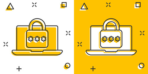 Login icon in comic style password access cartoon Vector Image