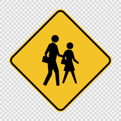 School crossing sign on transparent background Vector Image