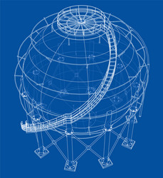 Spherical storage tank blueprints Royalty Free Vector Image