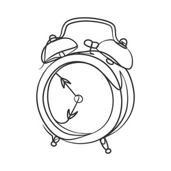Hand drawn classic ringing alarm clock line art Vector Image