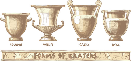 Forms kraters greek vessel shapes Royalty Free Vector Image