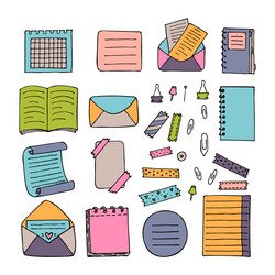 Set of hand drawn paper notes notepapers Vector Image