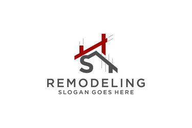 Letter v for real estate remodeling logo Vector Image